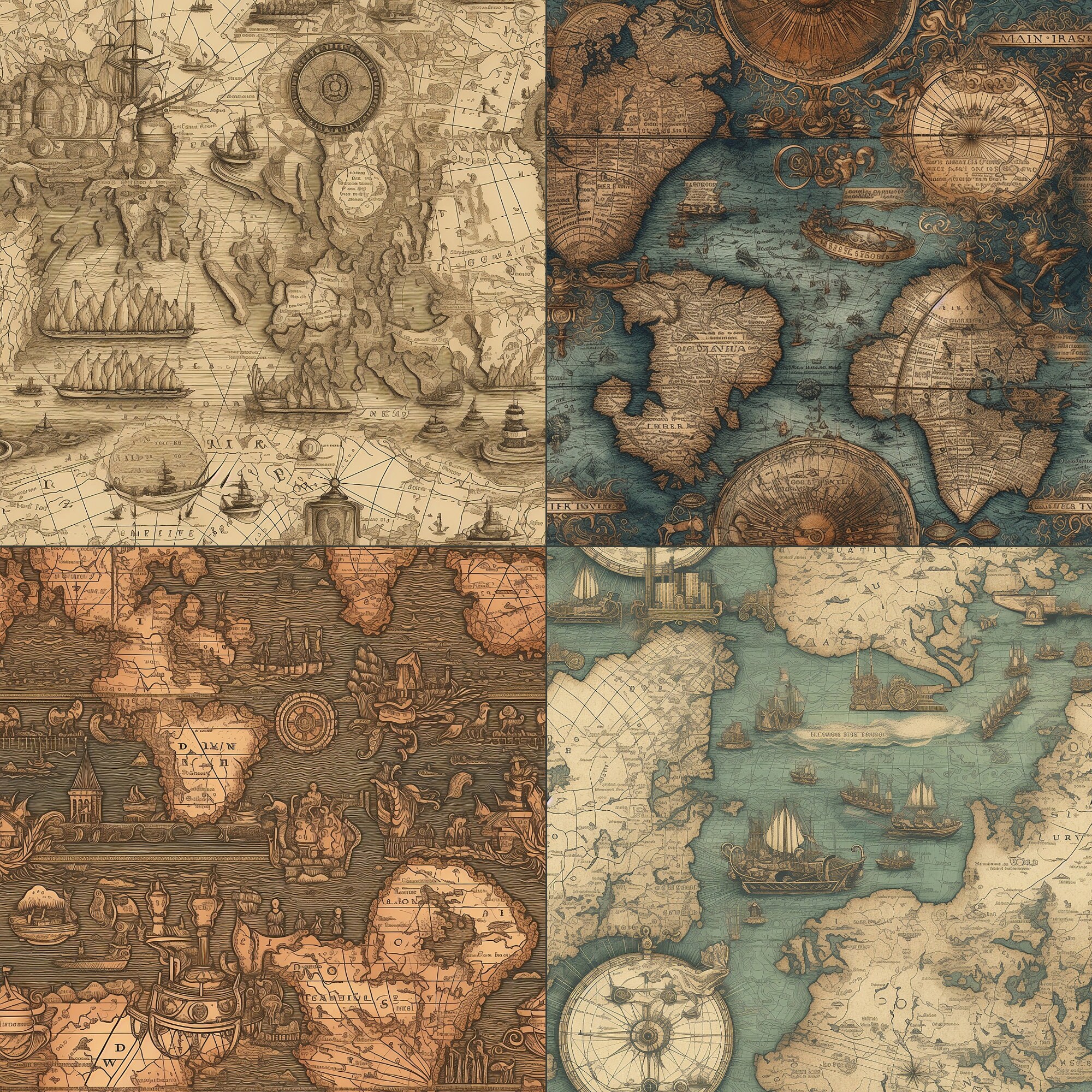 Vintage Map Digital Pattern Vintage Maps Seamless Print Fantasy Map Old ...