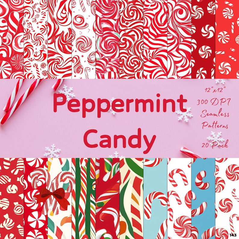 Peppermint Candy Seamless Digital Pattern for Holiday Crafts - Etsy