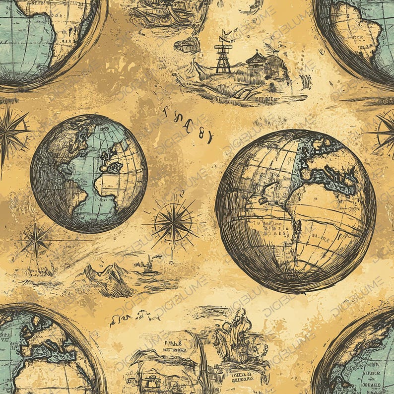 Vintage Map Texture Seamless Pattern for Artistic Projects Fantasy ...