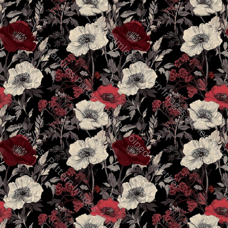Vintage Botanical Seamless Digital Pattern for Fabric & Decor - Etsy