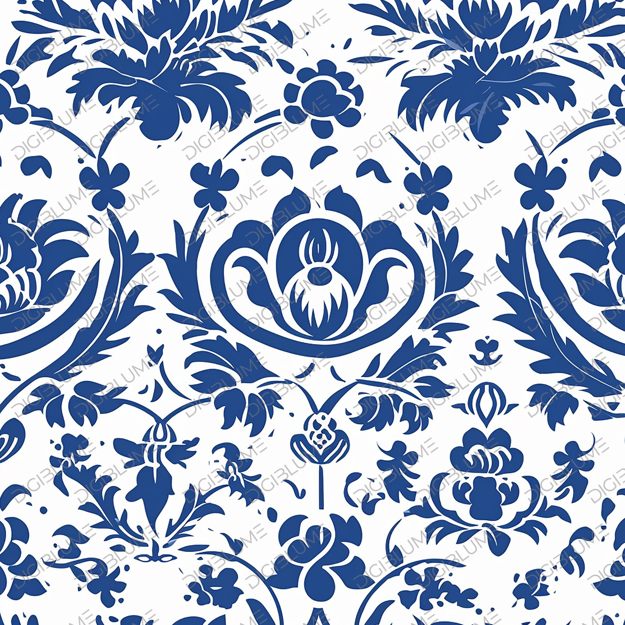 Fine China Blue Floral Digital Paper Printable Seamless Background Pattern – 20 Pack - Etsy