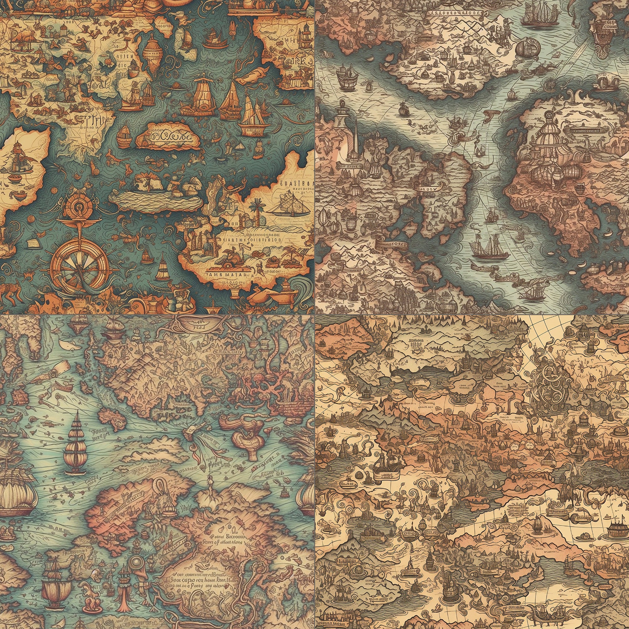 Old Vintage Maps Digital Paper Seamless Pattern Hand Drawn Map Instant ...