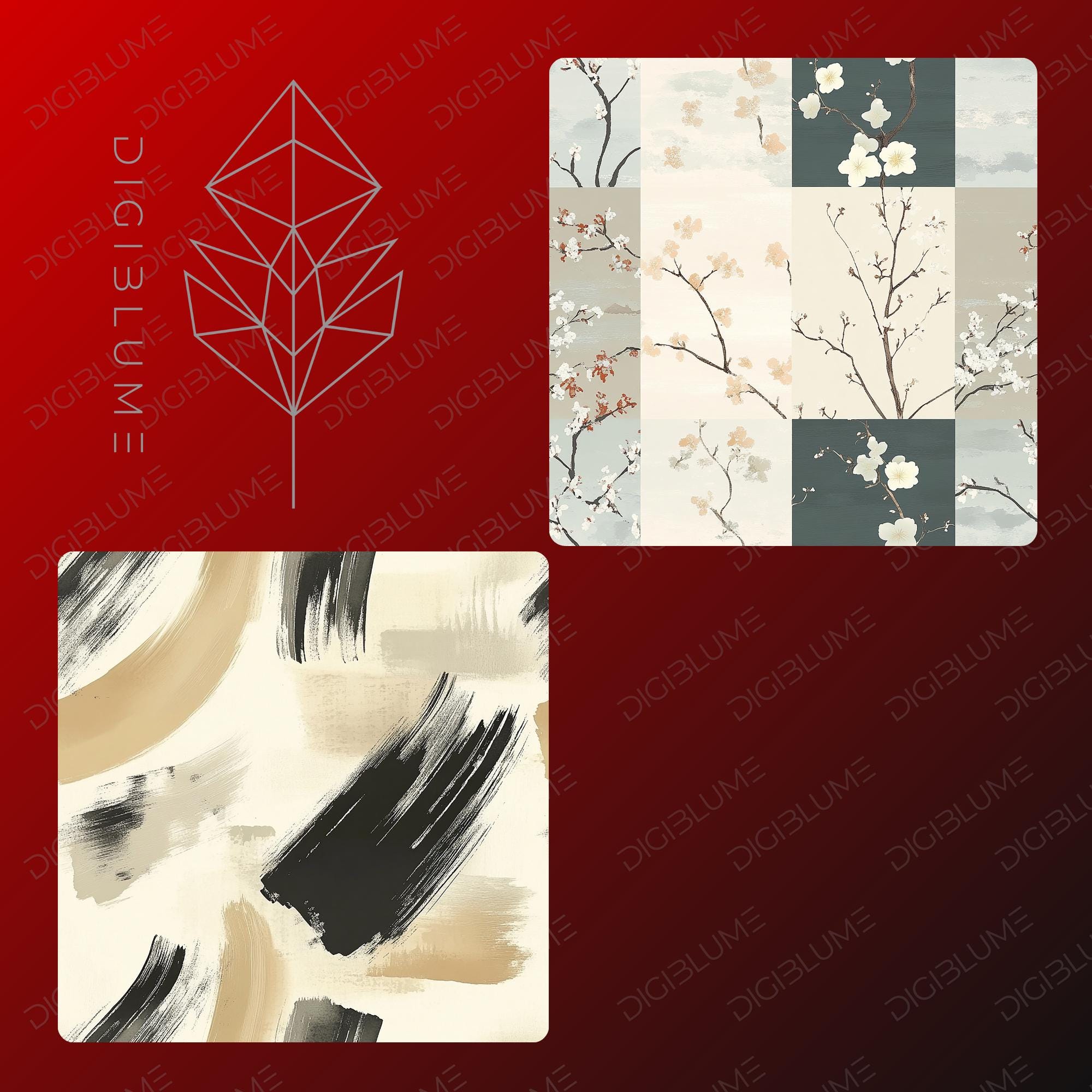 Seamless Japandi Style Digital Paper Minimalist Wabi-sabi Textures for ...