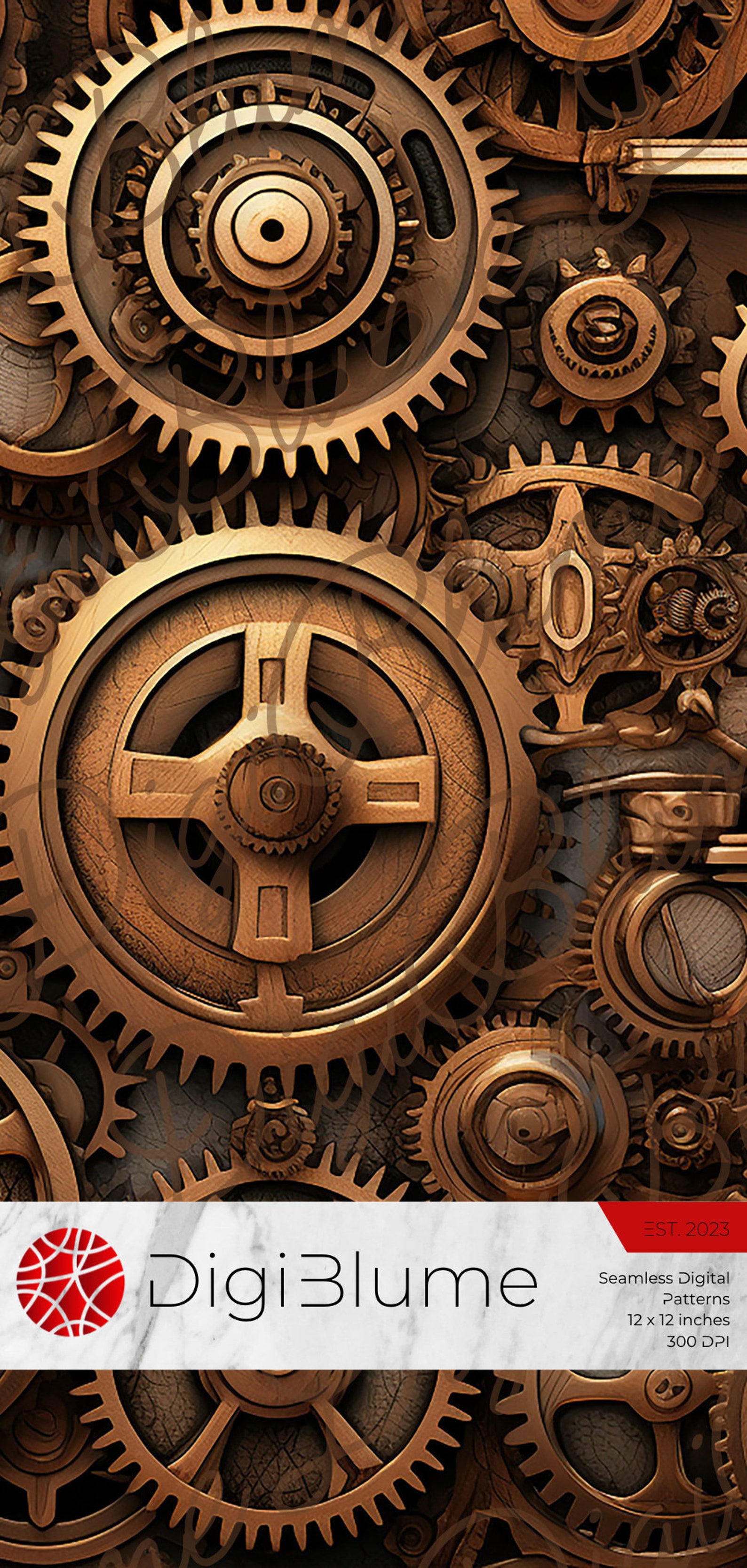 Steampunk Junk Journal Styled Gears Digital Printable Seamless Vintage ...