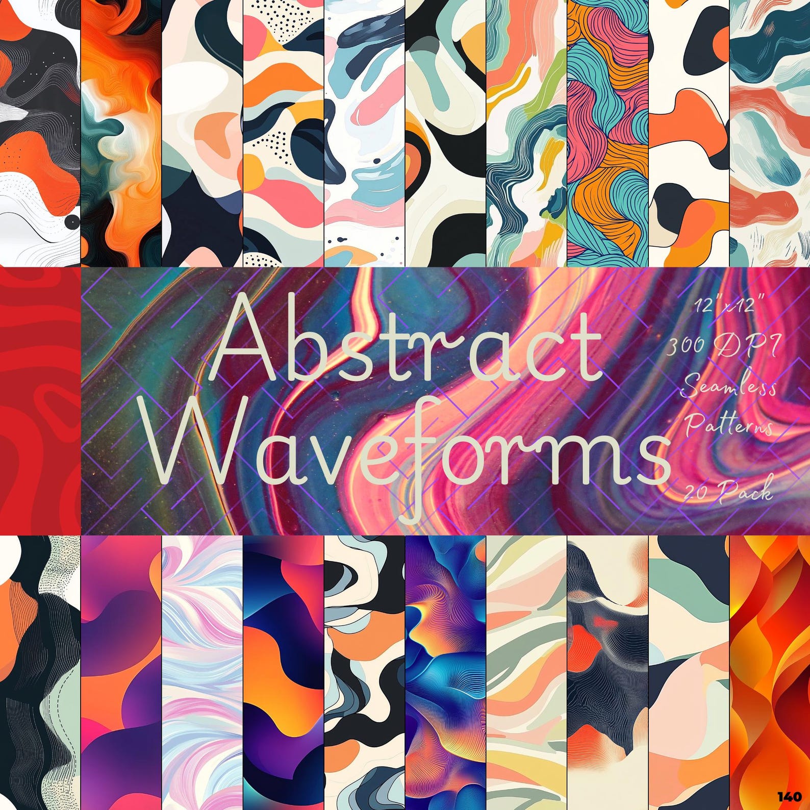 Abstract Waveform Seamless Patterns Modern Fluid Line Designs - Etsy