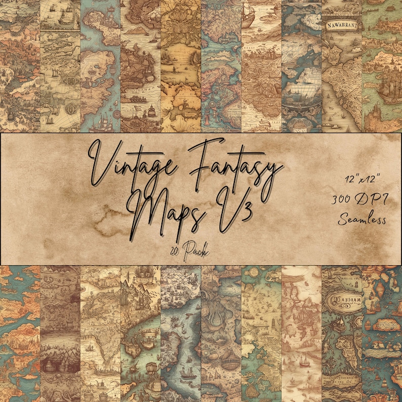 Old Vintage Maps Digital Paper Seamless Pattern Hand Drawn Map Instant ...