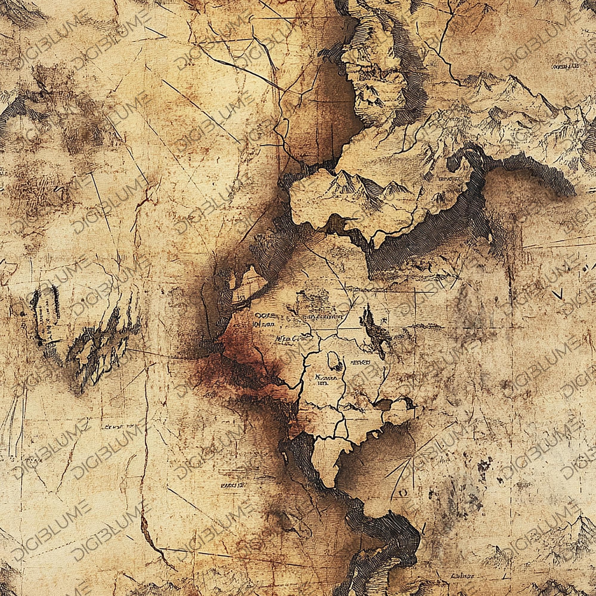 Vintage Map Patterns | Seamless Antique Cartography Designs | Fantasy ...