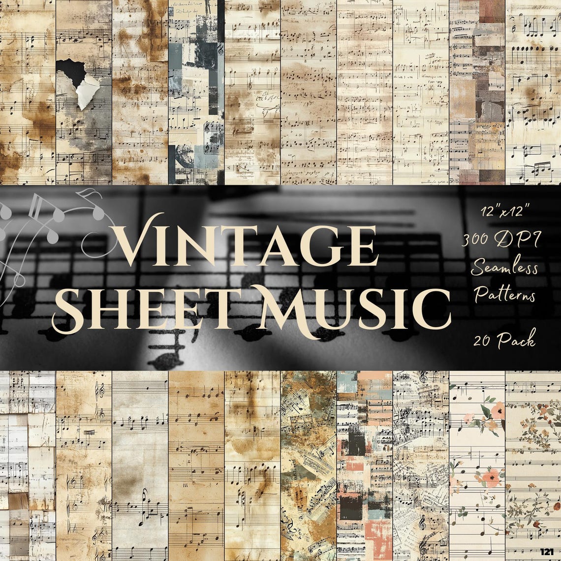 Vintage Sheet Music Paper Texture Seamless Design for Creative ...