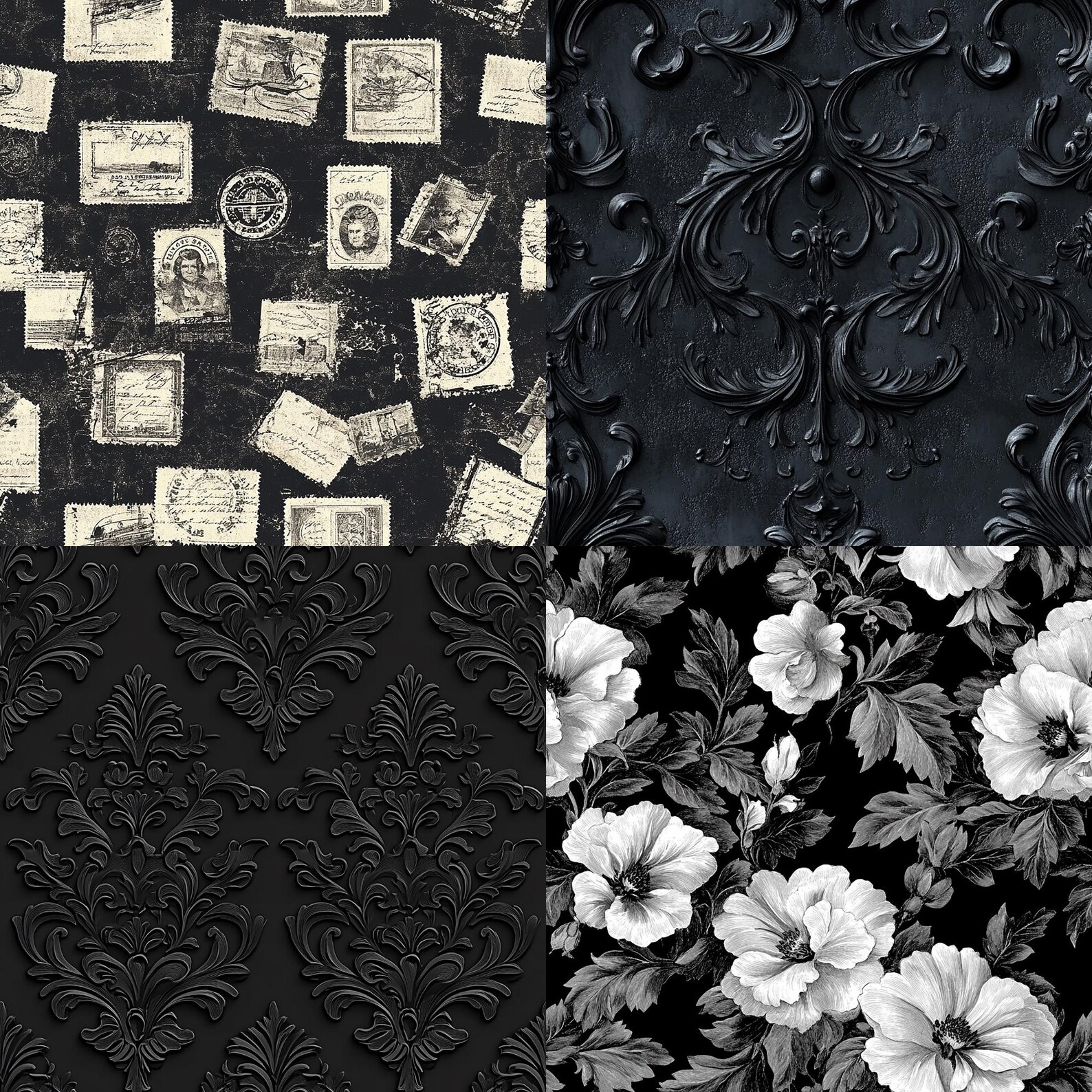 Vintage Black Paper Texture Seamless Pattern for Elegant Design - Etsy