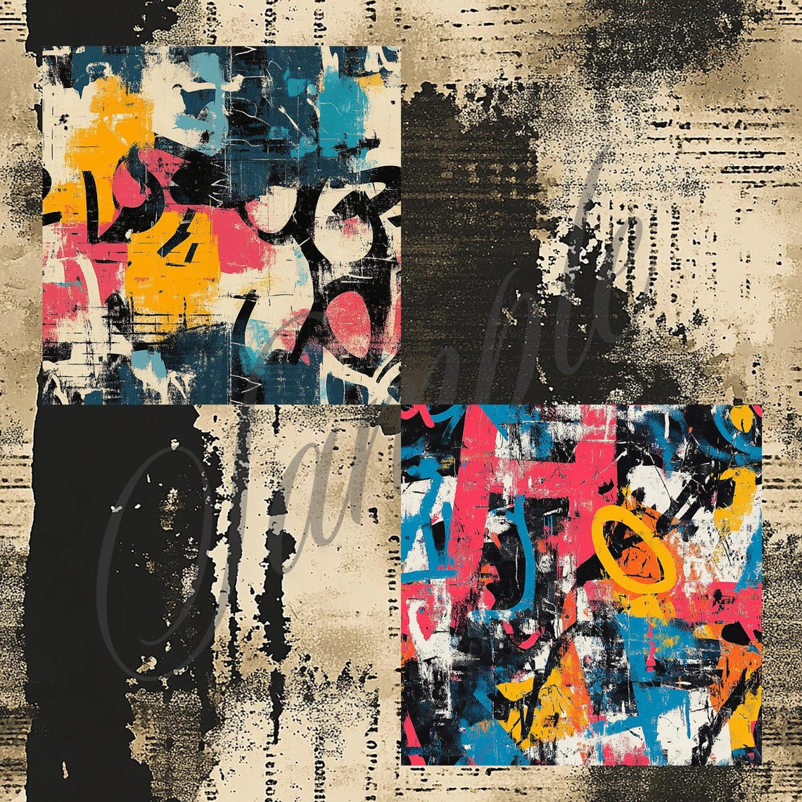 Grunge Seamless Patterns Torn Posters Distressed Textures Digital ...