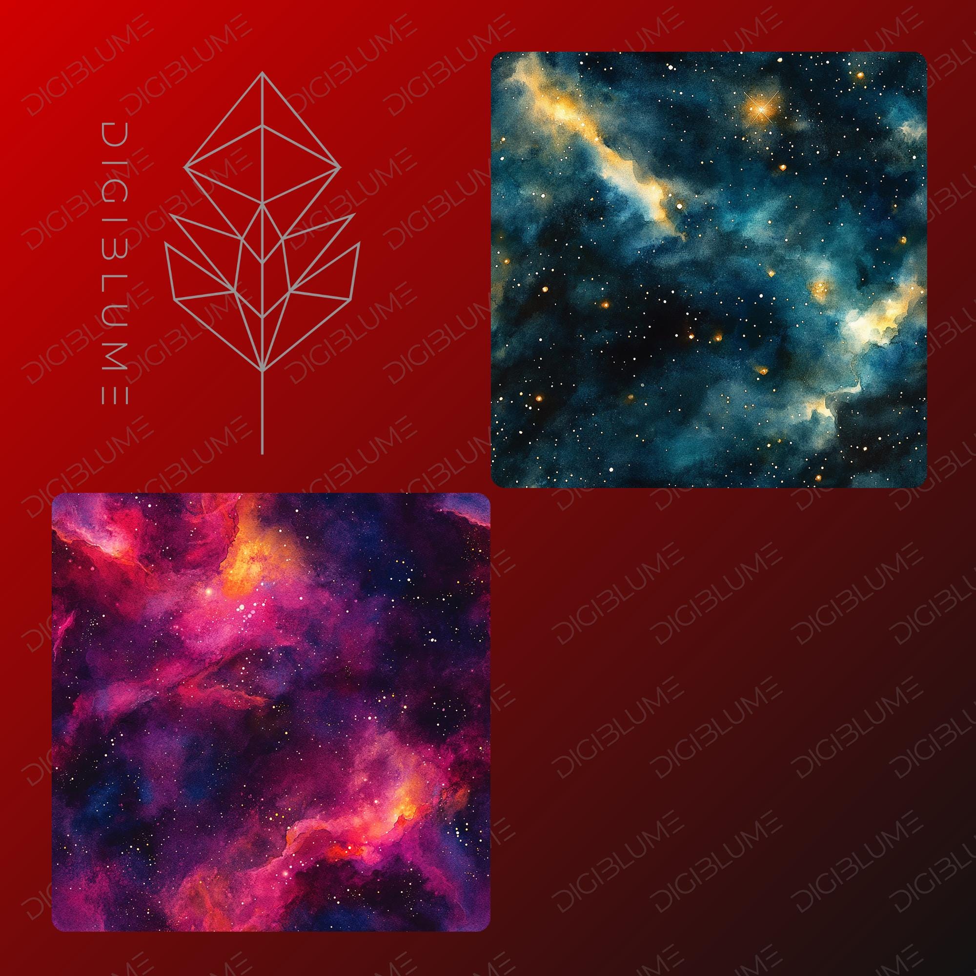 Watercolor Galaxy Seamless Patterns – Celestial Nebula Backgrounds for ...