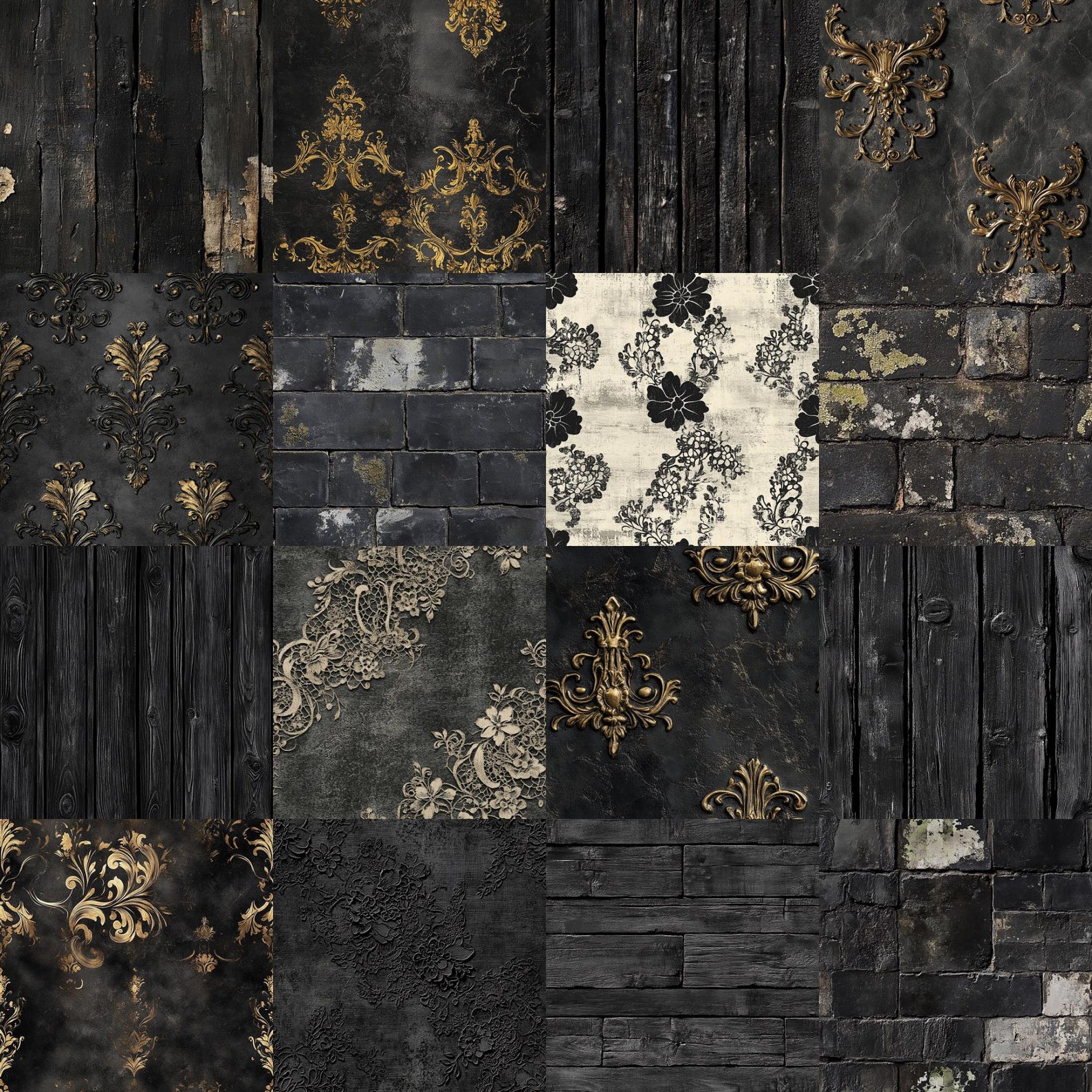 Black Vintage Texture Seamless Design for Classical Aesthetic - Etsy