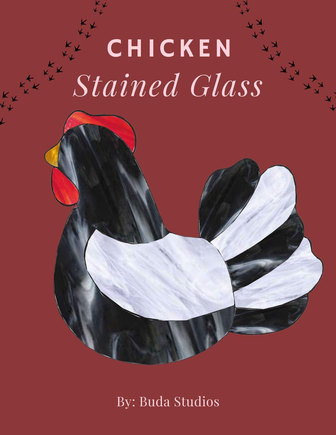 Chicken Stained Glass Template 3 Sizes - Etsy