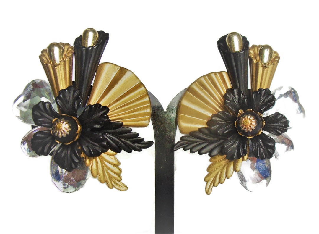 Vintage Huge Gaudy 1980's Flowers Fans & Rhinestones - Etsy