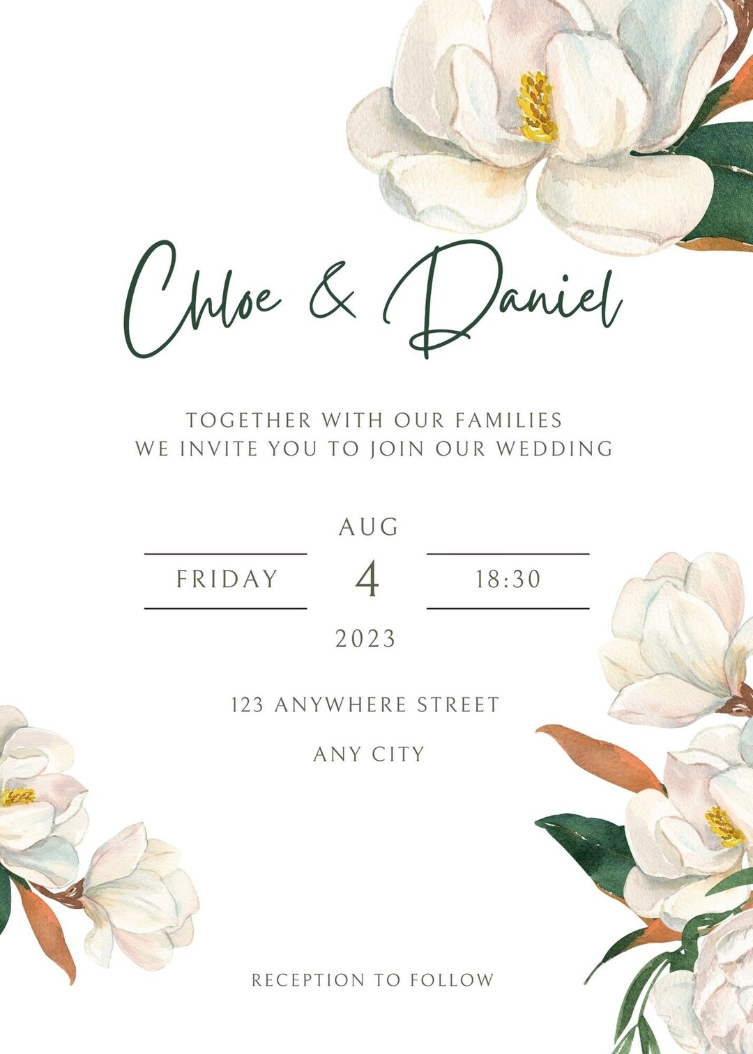 Orchid Wedding Invitation Template, Printed Invitation, Floral Wedding ...