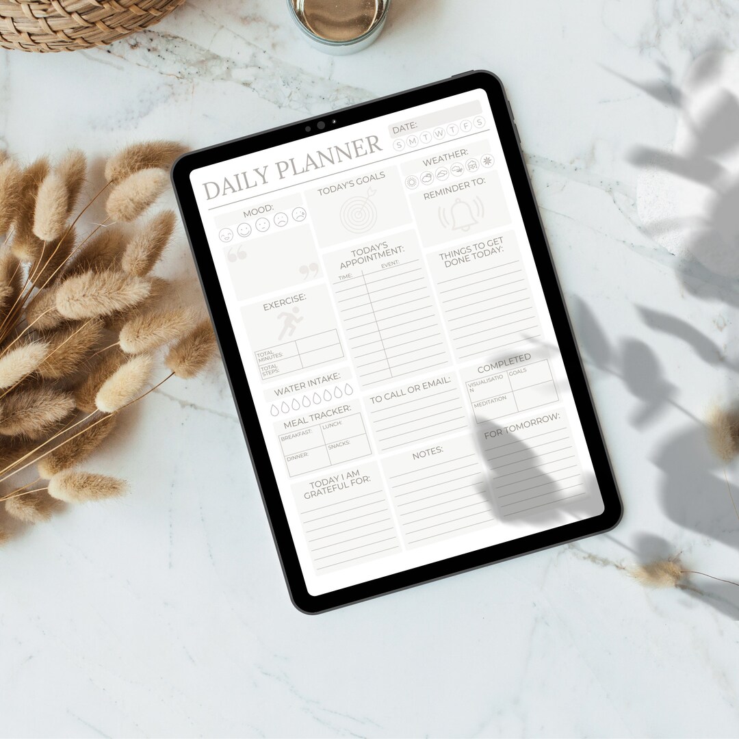 White Elegant Customizable Printable Daily Planner - Etsy