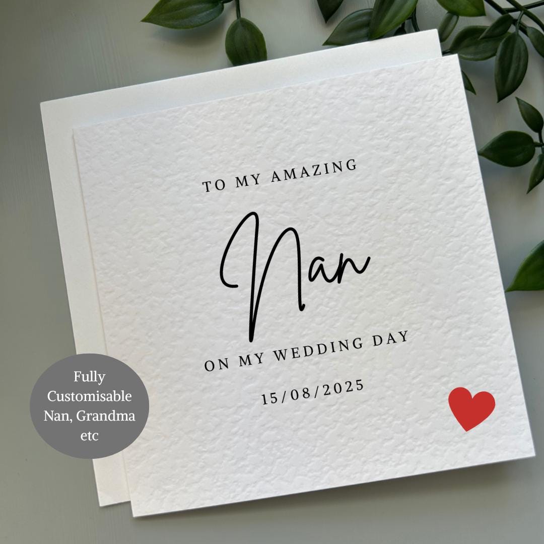 Personalised Nan Wedding Day Card: Custom Date Grandma of Bride Thank ...