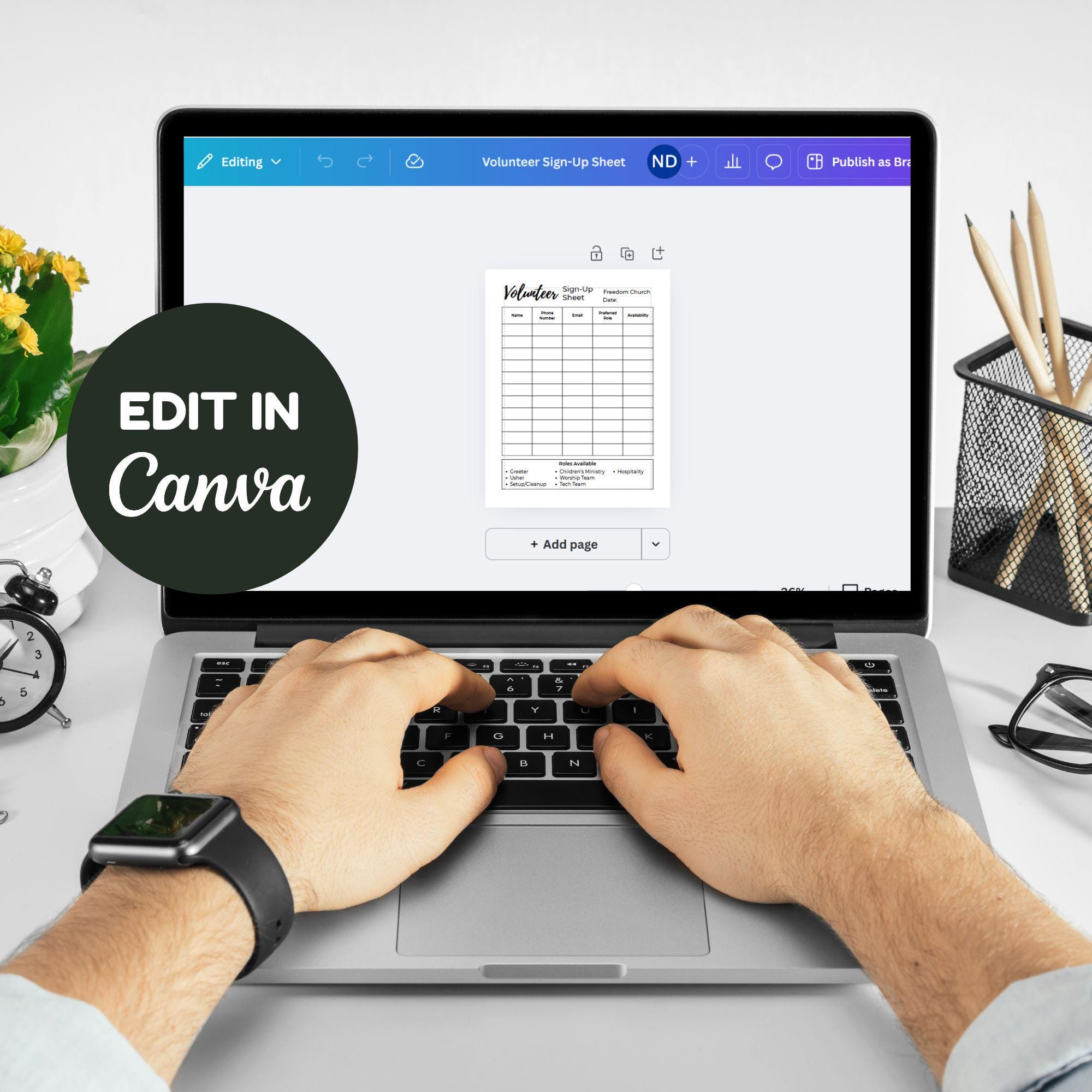 Editable Volunteer Sign-up Sheet for Churches | Canva Template ...