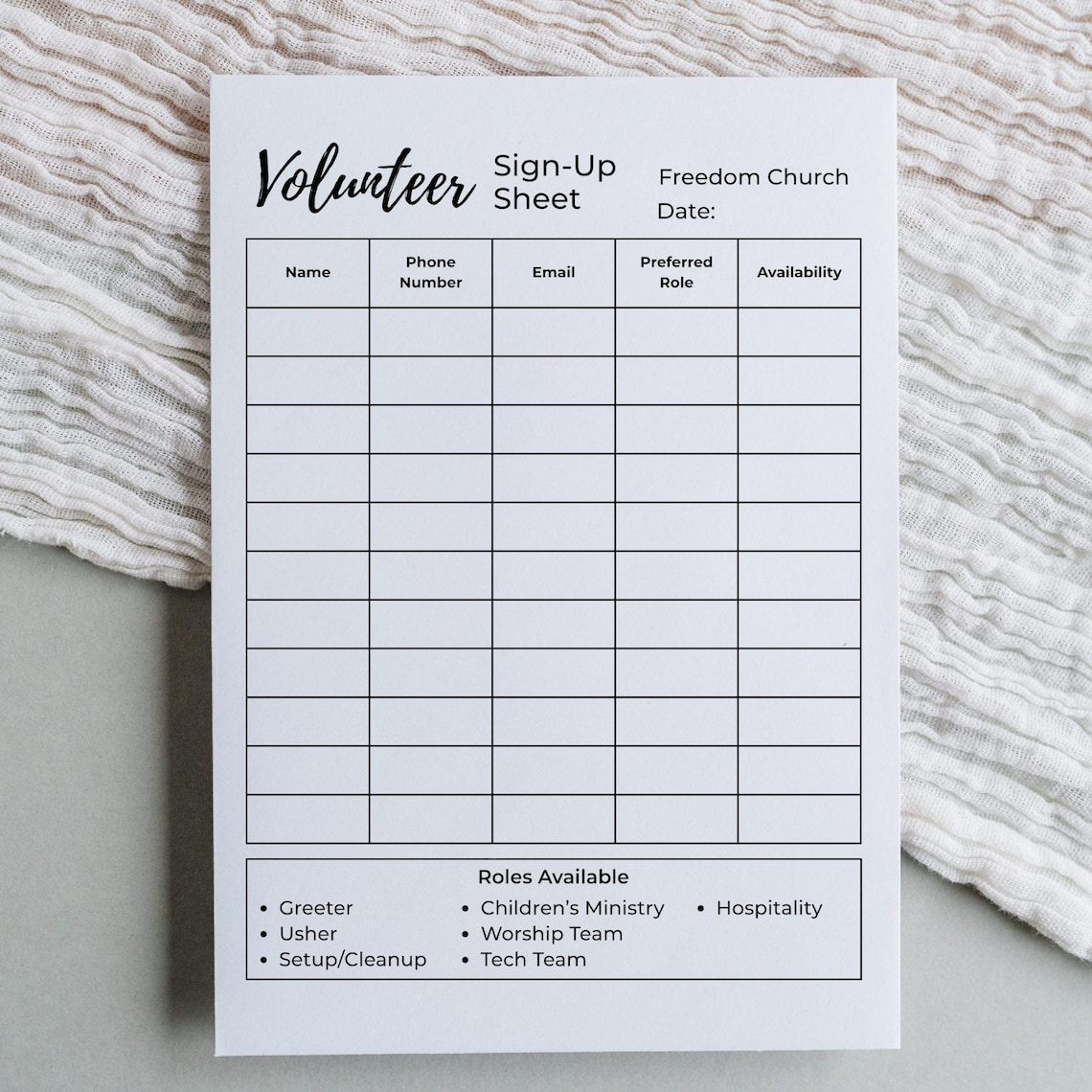 Editable Volunteer Sign-up Sheet for Churches | Canva Template ...