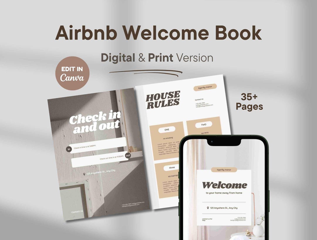Airbnb Welcome Guide Template Editable Canva, Vacation Rental Host ...