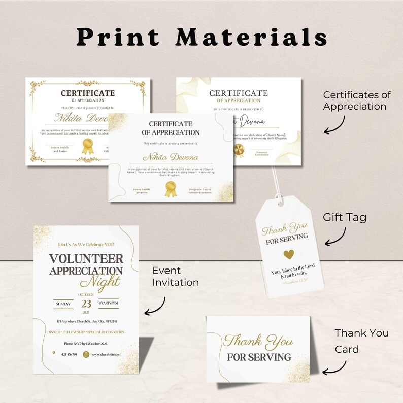Church Volunteer Appreciation Canva Template Bundle Printable ...