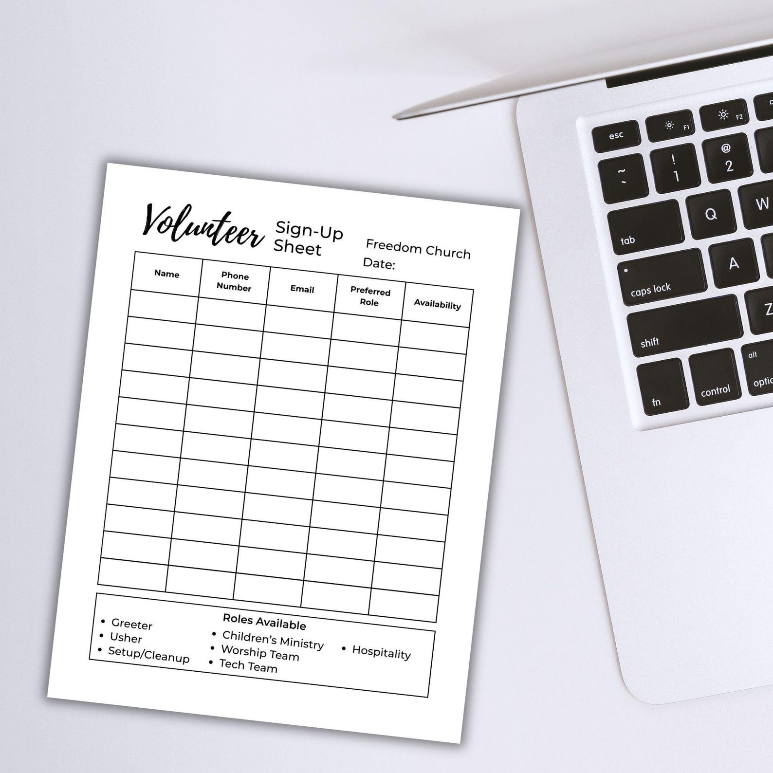 Editable Volunteer Sign-up Sheet for Churches | Canva Template ...