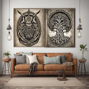 Norse Mythology Viking Symbols Poster Set, Viking Decor, Valknut Symbol ...