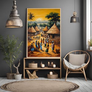 African Village Scene Poster, African Village, Nigerian Royalty ...