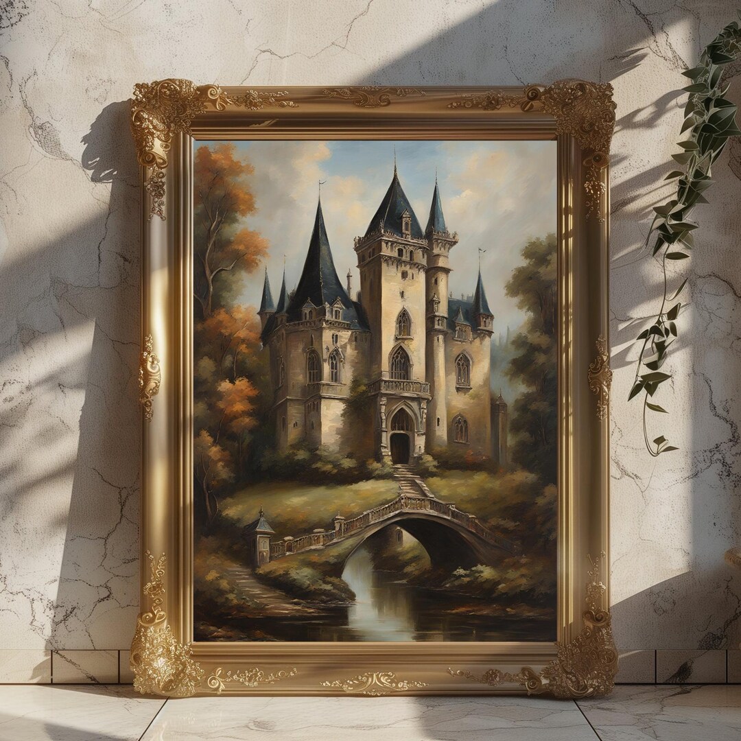 Victorian Gothic Castle Digital Poster, Medieval Wall Art, Victorian ...