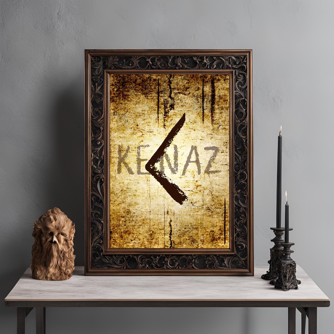 Vintage KENAZ RUNE Poster Norse Symbol Art Print Scandinavian Wall Art ...