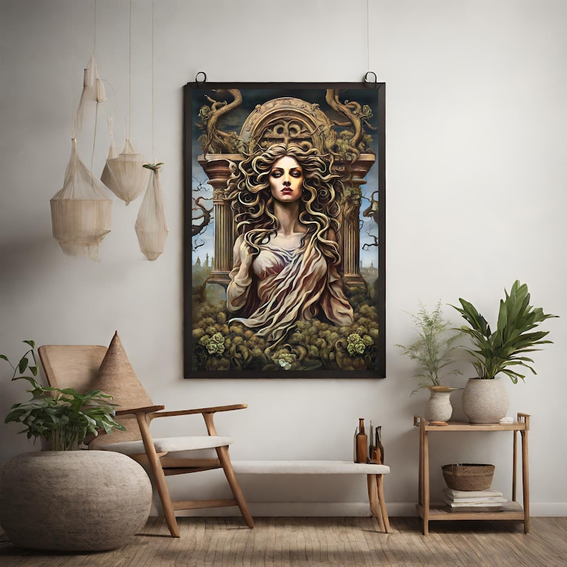 Medusa Art Print: Greek Mythology Gorgon, Mythology Wall Art, Greek ...