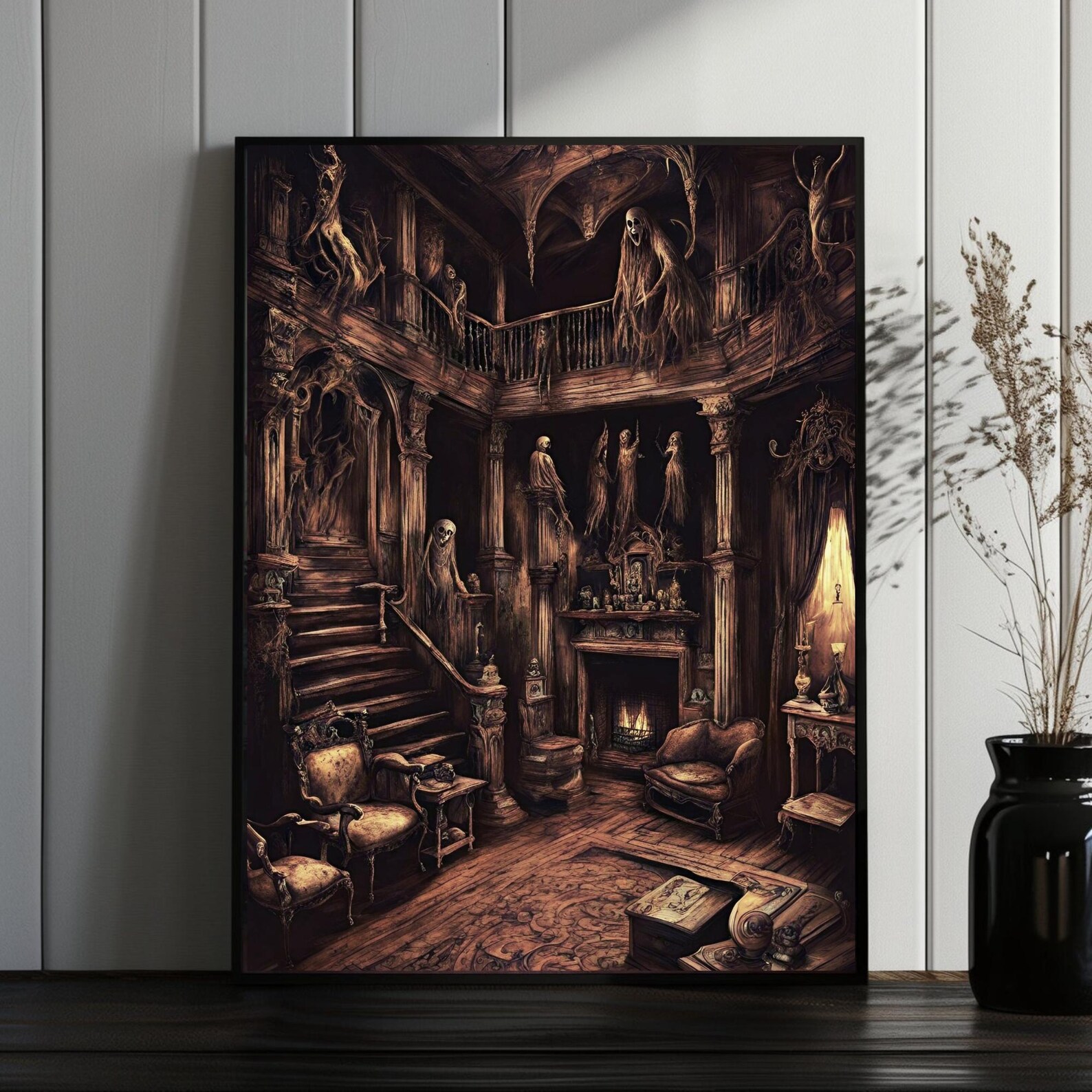 Haunted House Digital Poster: Gothic Dark Academia Wall Art (digital ...