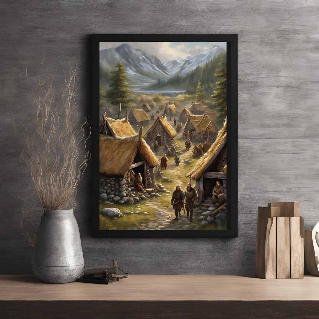 Viking Village Art Print, Vikings, Vikings Decor, Norse Pagan Decor ...