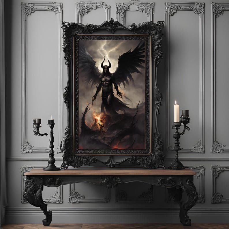 Lucifer Wall Art, Lucifer Painting, Fallen Angel Art, Lucifer Poster ...