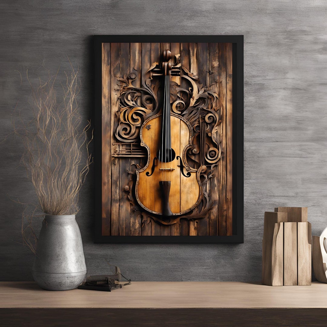 Violin Digital Poster, Rustic Violin Art Print, Vintage Musical ...