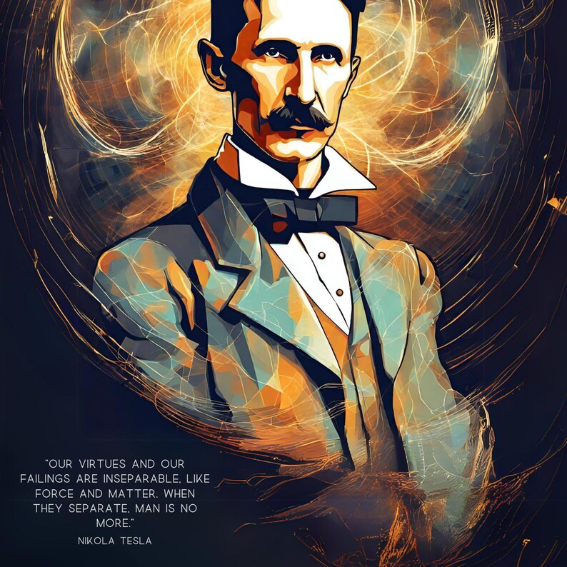 Nikola Tesla Quote Poster, Nikola Tesla Digital Download Wall Art ...
