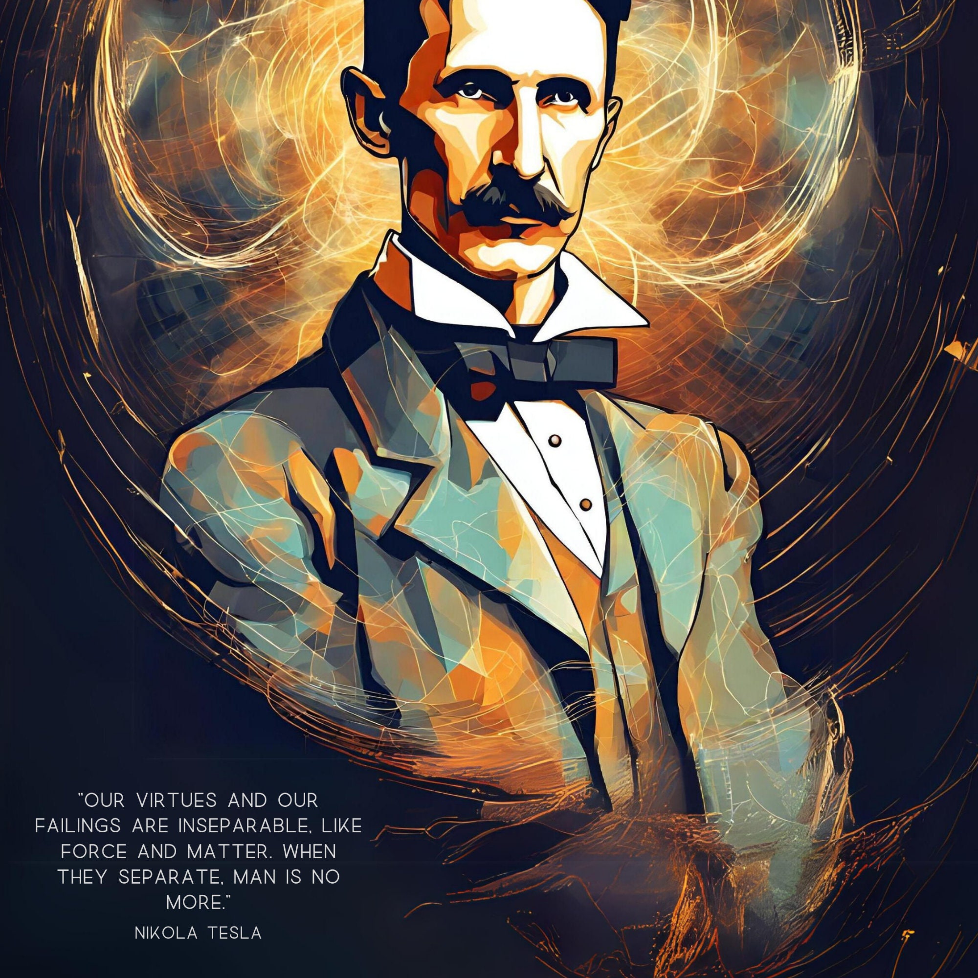 Nikola Tesla Quote Poster, Nikola Tesla Digital Download Wall Art ...