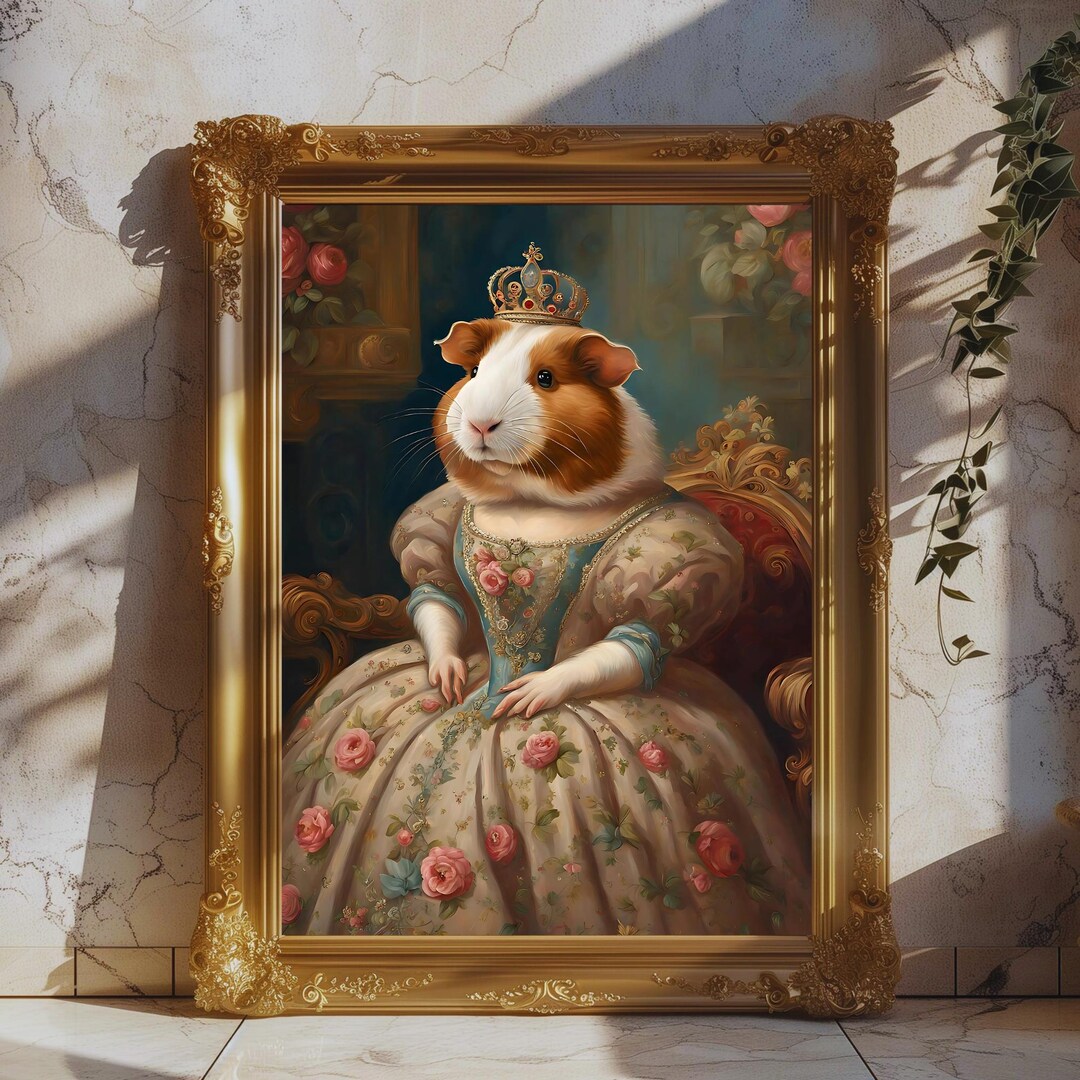 Victorian Guinea Pig Poster, Guinea Pig Wall Decor, Regal Animal Art ...