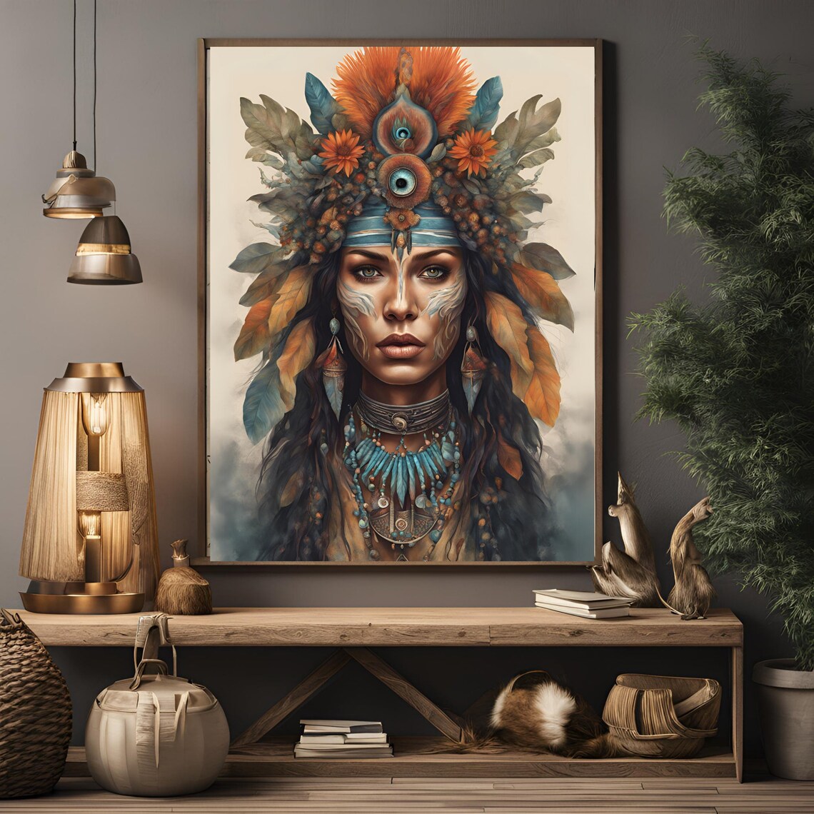 Shaman Woman Art Print: Vintage Bohemian Spiritual Decor (digital ...