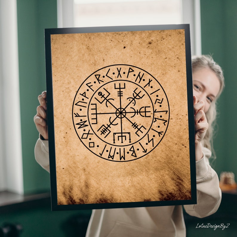The Viking Compass 2 Piece Poster Vegvisir Norse Mythology Digital ...