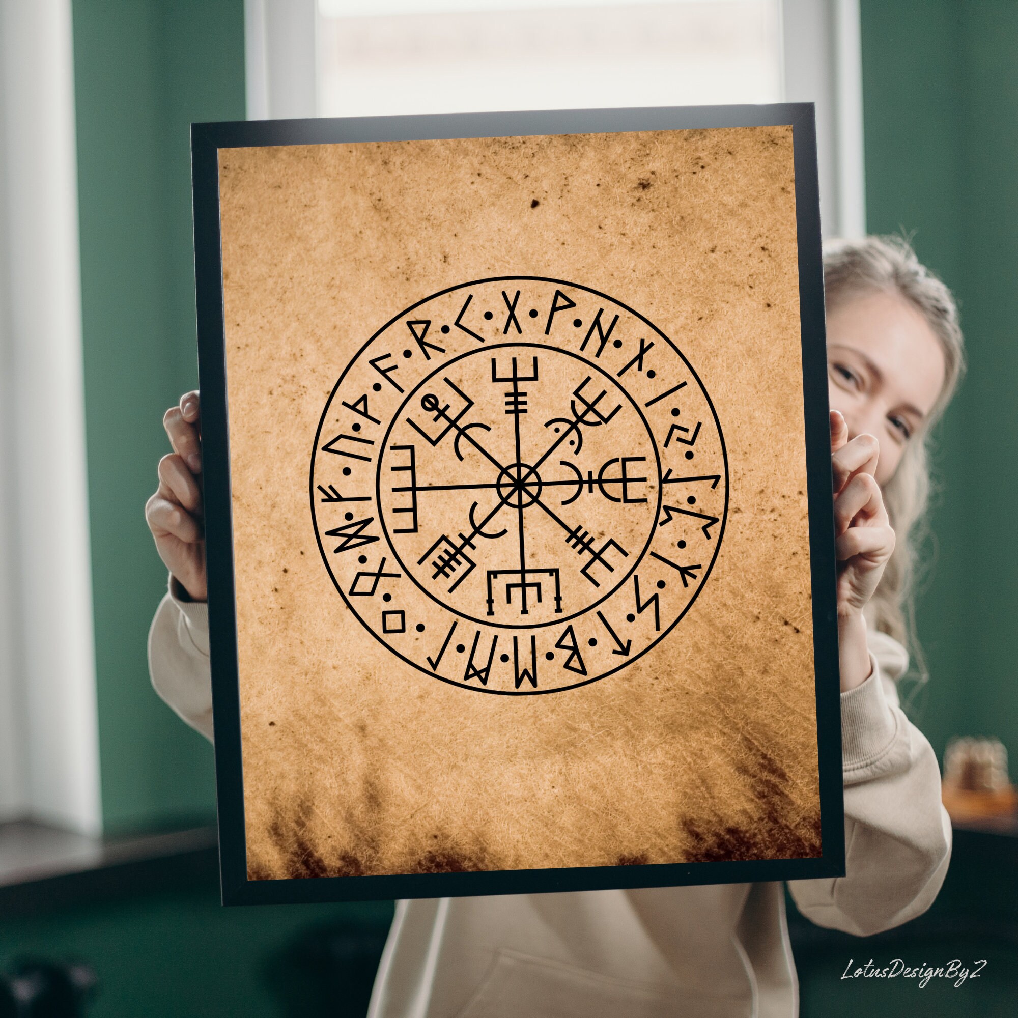 The Viking Compass 2 Piece Poster Vegvisir Norse Mythology Digital ...