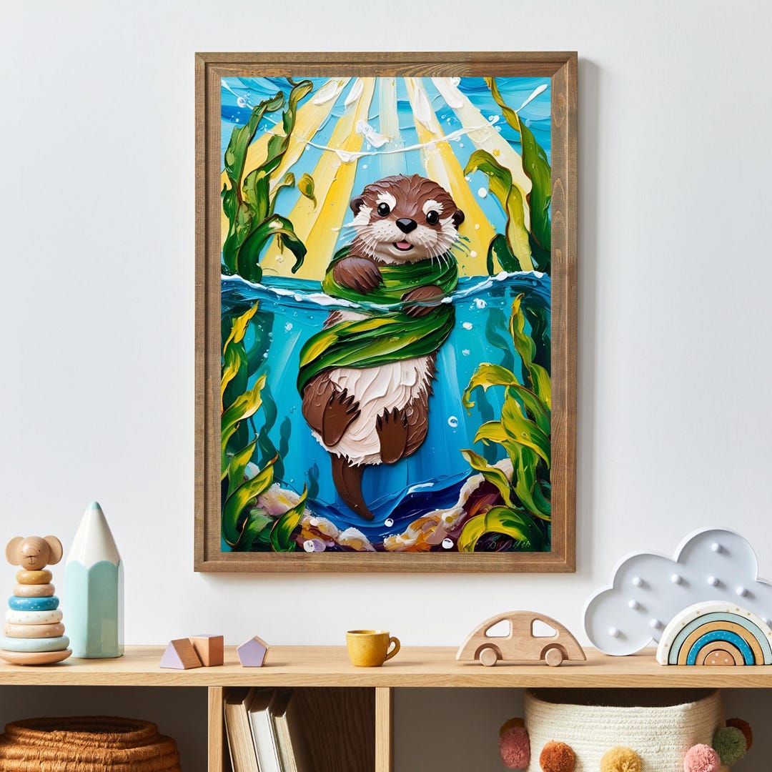 Cute Otter Digital Poster, Otter Wall Art, Cute Animal Prints, Otter ...