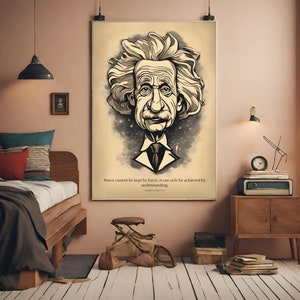 Einstein Wall Art, Albert Einstein Quote Art, Einstein Figure, Einstein ...