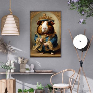 Victorian Guinea Pig Digital Poster, Guinea Pig Wall Art, Regal Animal ...