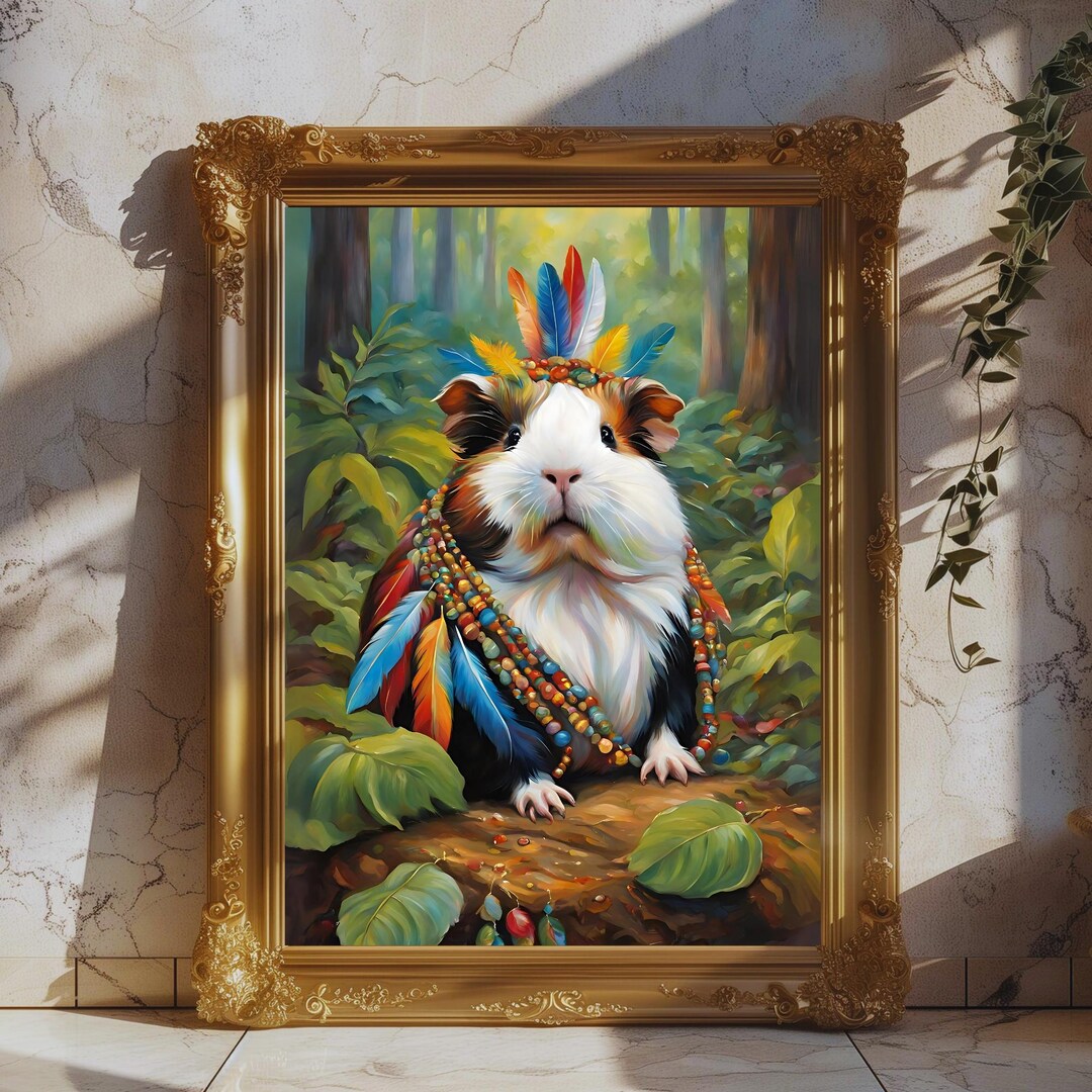 Shaman Guinea Art Print, Guinea Pig Wall Art, Guinea Pig Gifts, Guinea ...