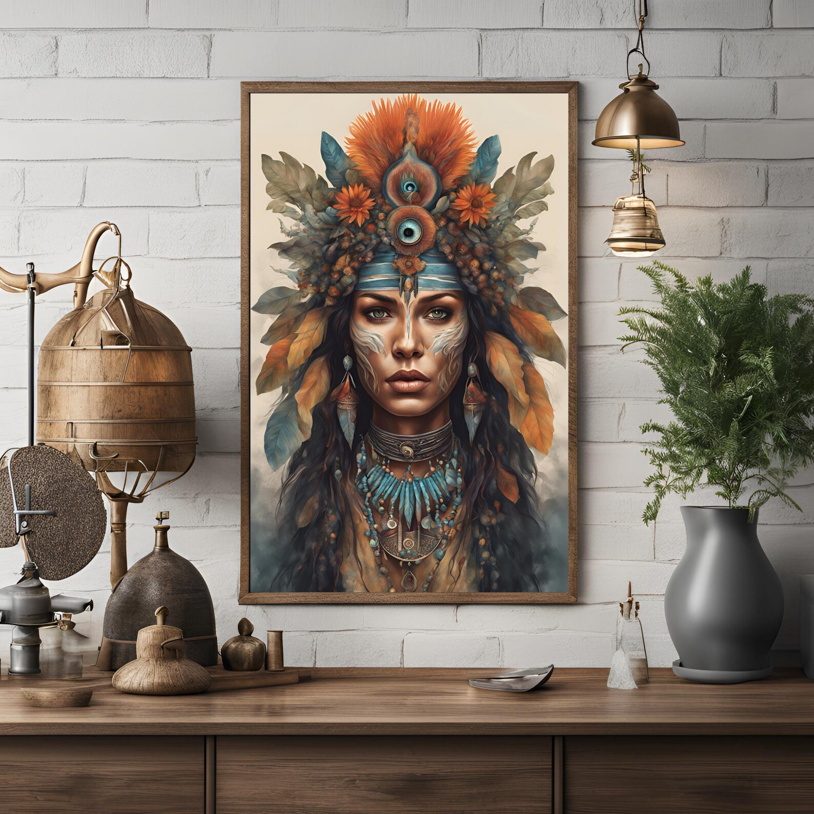 SHAMAN Woman Digital Download Poster Retro Tribal Art Mystical Boho ...