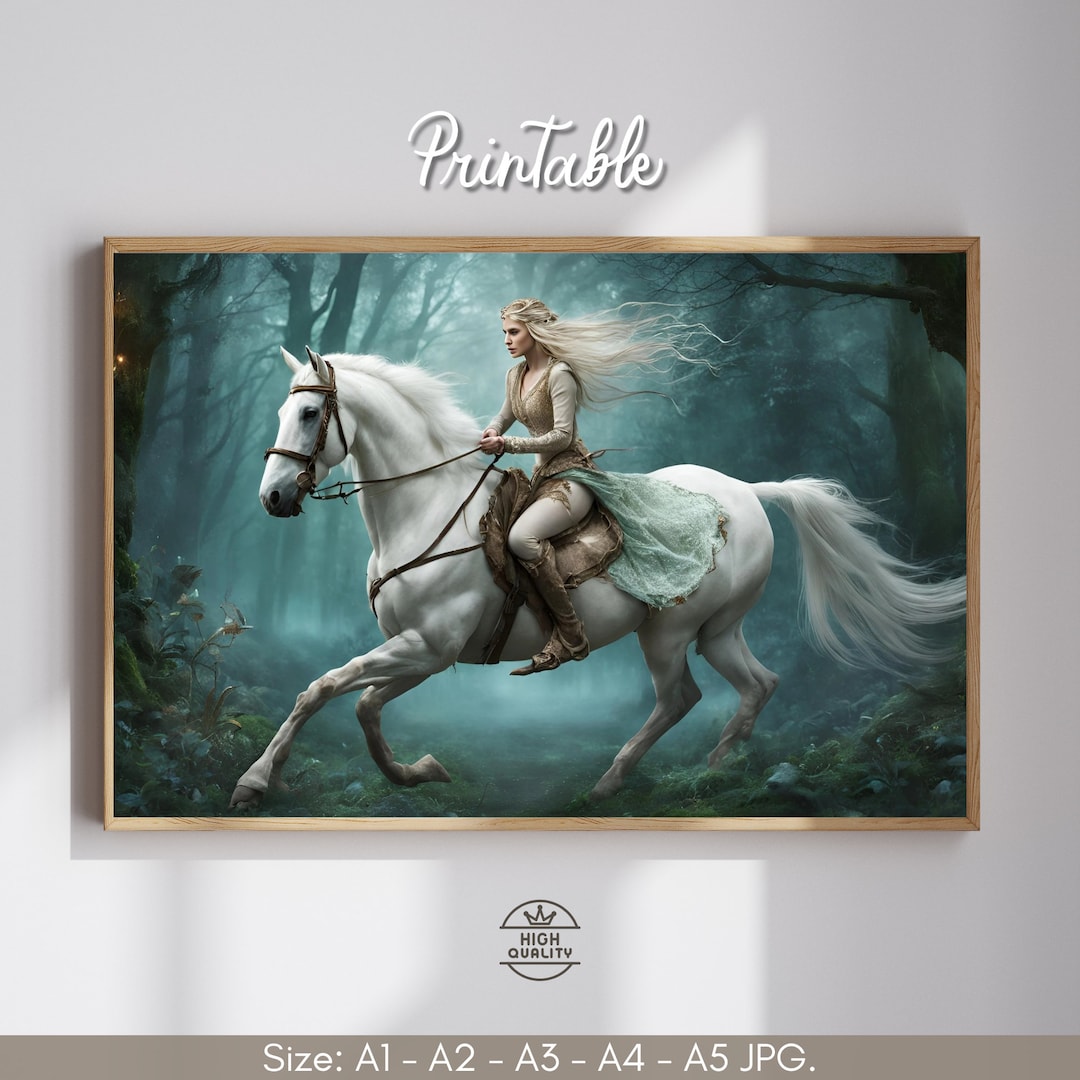 Elven Poster, Elven Art, Elven Print, Elven Wall Art, Horse Print ...