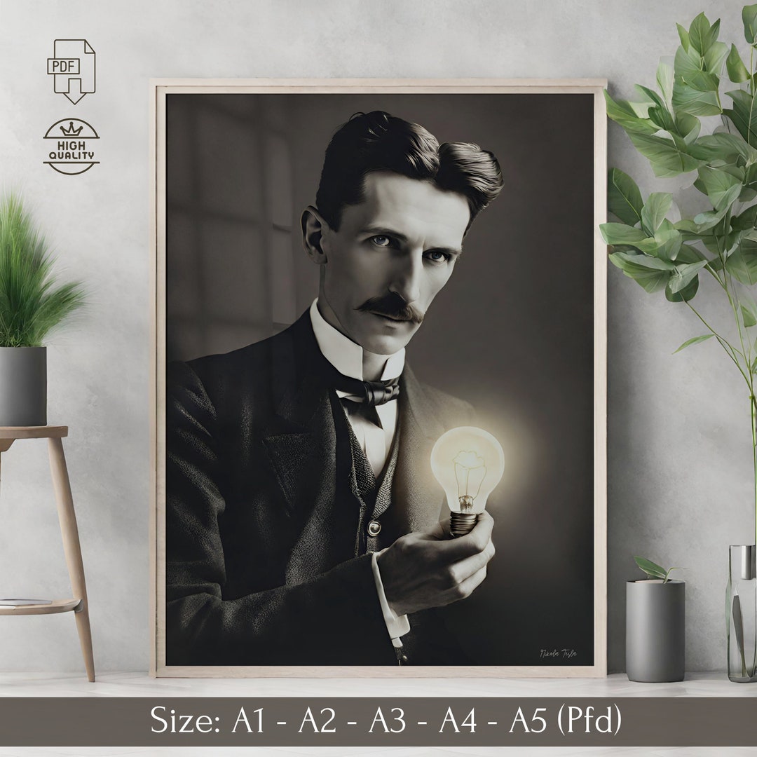 Nikola Tesla Poster, Nikola Tesla Print, Tesla Invention Poster, Tesla ...