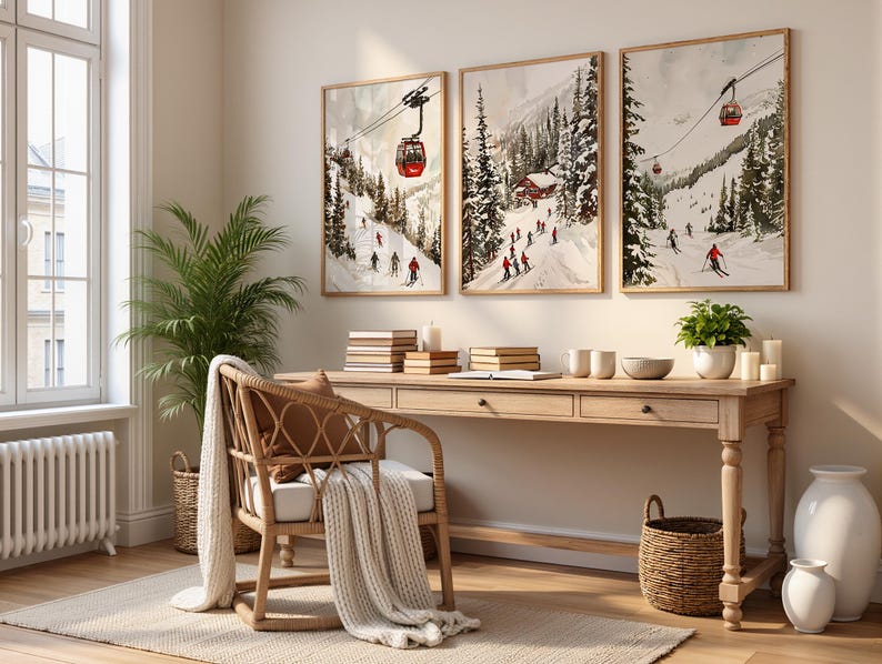 Vintage Ski Lift Poster Set of 3 | Retro Winter Wall Decor (instant ...