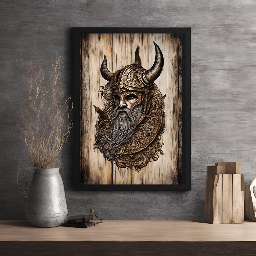 Vintage Viking Warrior Art Print: Rustic Norse Decor (digital Download ...
